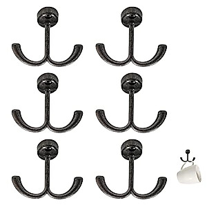 RFORPLY Zinc Alloy Double Prong Ceiling Hook Towel/Robe Clothes Hook Pack of 6