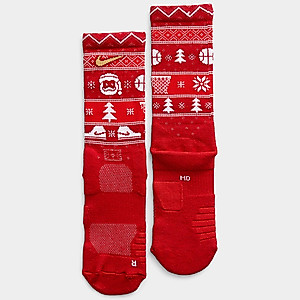 Nike Elite Basketball Crew Christmas Socks edium (Fits en Size 6-8, Women 6-10) Red/White SX7866-687