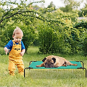 Elevated Dog Bed Cooling Dog Cat Cot Indoor Outdoor Waterproof Pet Bed Portable Raised Pet Cot for Small Medium Dogs Cats, Green