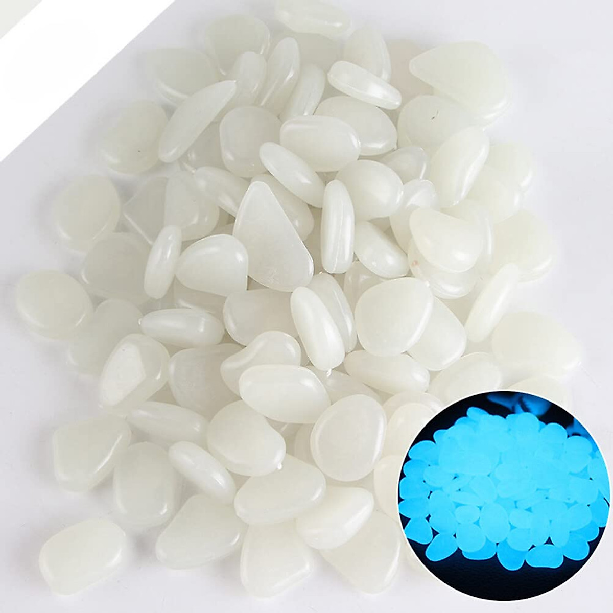 DOITOOL 100pcs Pebble Stones Aquarium Stones Glow in The Cobblestone Glow in The Dark Pebbles Luminous Stone Glow Pebbles Aquarium Decoration