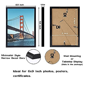 OMISHE 6x9 Picture Frame Black for Wall Hanging or Tabletop, 6 x 9 Frame Wall Mounting Horizontally or Vertically, 6 by 9 Wall Gallery Photo Frame, Black