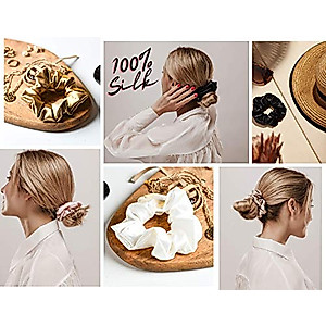 Celestial Silk Mulberry Silk Scrunchies for Hair (Large, Charcoal, Pink, Ivory)
