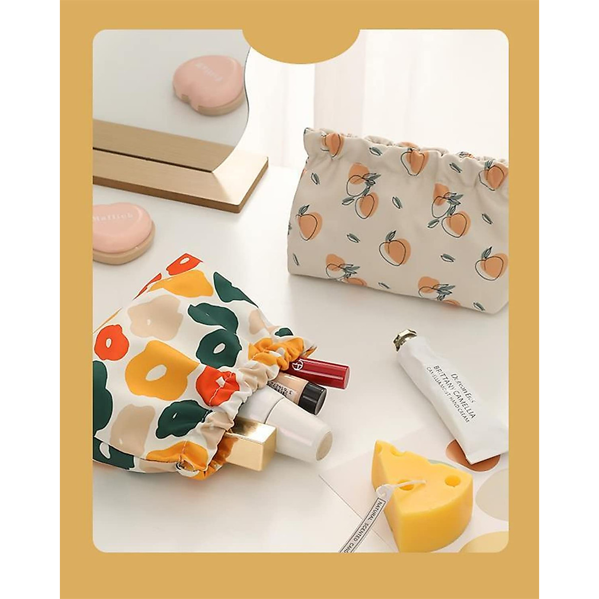 Gepehoho Small Makeup Bag for Purse, 3pcs Waterproof Mini Pouch, No Zipper Self-closing Travel Kit Storage Bag for Women & Girl (A)