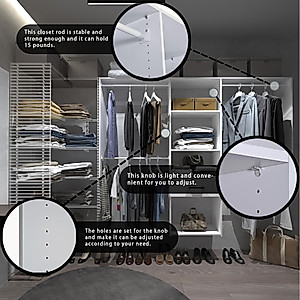 SOLRIG Wall Mounted Closet System, with Hanging Rod and All Hardware Kits, Large Garment Rack Shelves and One Drawer, Need to be Assembled, MDF with White Color for Bedroom and Closet