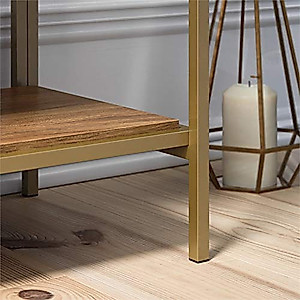 Sauder International Lux Sindoori Mango 5-Shelf Metal Frame Bookcase, Sindoori Mango Finish