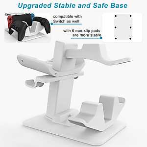 NEWENMO Upgraded Accessories for VR Stand Switch Stand, VR Stand for Quest 2/Quest/Rift S/HP Reverb G2 Headset Touch Controllers (White)