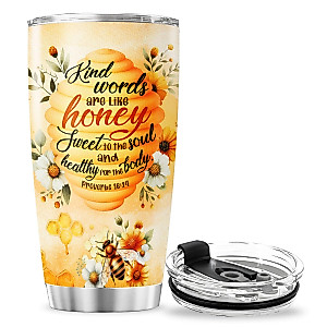 JENOIS Bee Gifts, Tumbler 20 Oz With Lid And Straw, Always Be Queen Bee