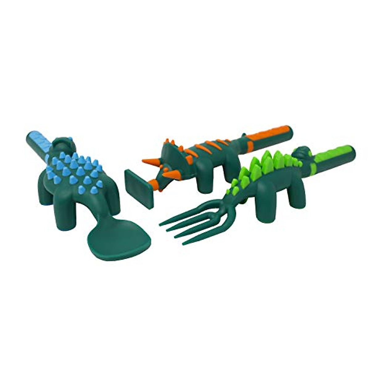 Constructive Eating Plate and Utensils Set Dinosaur - Made in USA - Toddler Dinnerware, Kids Dinnerware and Utensils Set for Ages 1-3, Toddler Utensils 2 and 3 Year Old, Divided Toddler Plates