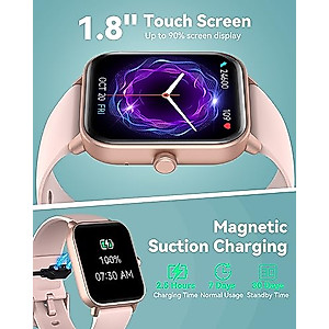 Smart Watch for Women, 1.8 Inch Fitness Watch with Bluetooth Call/Alexa Voice for Android iPhone, Activity Tracker with 100+ Sports, Steps/Calorie/SpO2/Heart Rate/Sleep Monitor, IP68 Waterproof