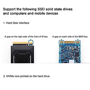 wendeekun Aluminum Portable External Solid State Drive SSD Hard Shell, Solid State Drive M.2 to USB3.1 NVME Key Adapter M2 SSD Hard Shell Computer Accessories,Sturdy and Wear-Resistant