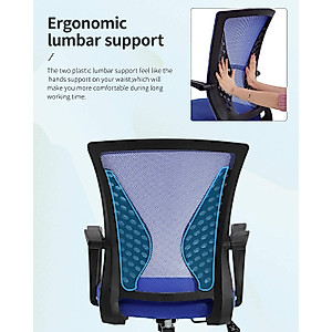 Hkeli Ergonomic Office Chair Computer Desk Chair Cheap Mid Back Mesh Office Chair with Wheels Back Support Armrest Adjustable Height Rolling Swivel Task Executive Works Chair for Women Men, Blue