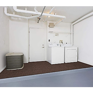 House, Home and More Indoor Outdoor Double-Ribbed Carpet with Skid-Resistant Rubber Backing - Bittersweet Brown - 6 Feet X 20 Feet