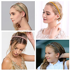 WOVOWOVO 7mm Thin Headbands For Women, 12 Pcs Plastic Headband with Teeth Head Bands Combing Hairbands Hair Accessories for Girls, Teens and Women