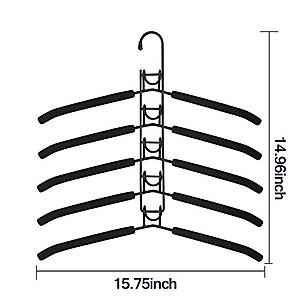 Esthesia Hangers 2 Pack 5 in 1 Multi Layer Hangers Non-Slip Eva Foam Padded Heavy Duty Thick Hanger Closet Storage Detachable Hanger for Suit Coat Shirt Skirt T-Shirt Pants(Space Saver)