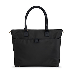 JuJuBe | Eco Tote Bag, Fashion Diaper Bag Tote for Moms with 3 Exterior Pockets, 11 Interior Pockets, and Wipe-Clean Microfiber Changing Pad | Black Catwalk 15 in x 13 in x 5 in