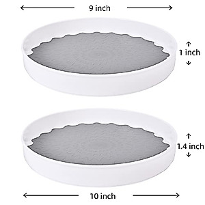 [ 2 Pack ] 10 inch and 9 inch Non-Skid Lazy Susan Organizers Turntable for Cabinet,Pantry Organization and Storage for Kitchen, Pantry, Cabinet, Dining Table, Fridge, Countertop，Vanity