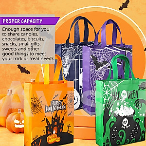 Aviski 6PCS Halloween Trick or Treat Bags, Halloween Tote Bags with Handles, Large Gift Bags, Multifunctional Non-Woven Bags for Gifts Wrapping, Halloween Party Supplies, 15×11.8×3.9“