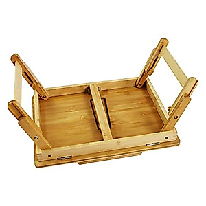 WKWKER Bamboo Laptop Desk with Folding Legs Tilting Surface Workstation Table Adjustable Laptop Stand Bed Tray for tv Sofa Study Computer Ipad Book (Natural)