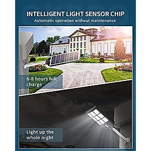 OKPRO Solar Street Lights Outdoor - 1000W Solar Parking Lot Lights, 7000K LED Solar Lights, Dusk to Dawn, Motion Sensor,IP66 Waterproof, Commercial Grade