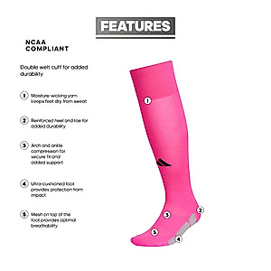 adidas Utility All Sport Over The Calf (OTC) Socks (1-Pair), Team Shock Pink/Black/2, Large