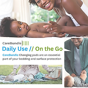 CareBundle® Plastic Free Disposable Diaper Baby Changing Pad Liner - Ultra Soft Bamboo, Plant-Based, Perfect For Diaper Bags and All Surfaces 18"x24" (Pack of 40)