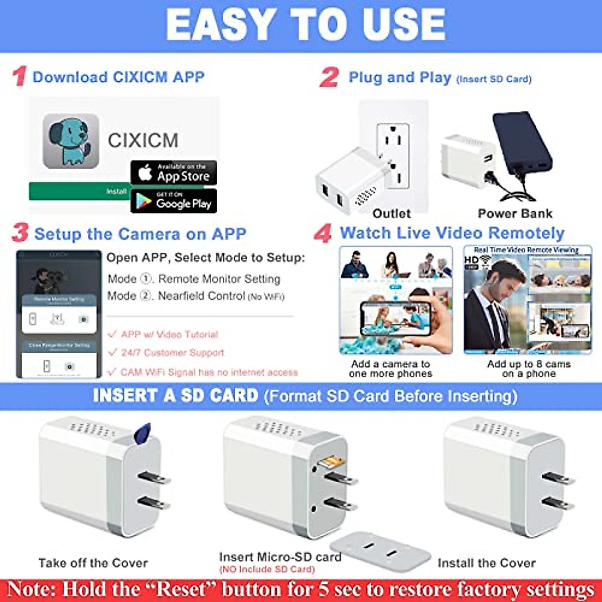 LUOHE Spy Camera Hidden Camera, 1080P Wireless Hidden WiFi Camera with Remote View, USB Charger Camera, Hidden Spy Camera with Motion Detection Nanny Cam for Home Office Hotel, Easy to Use