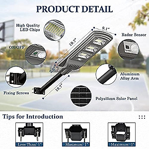 Lovus 6000LM Outdoor Solar LED Street Lights Dusk to Dawn with Radar Sensor for Parking Lot, Yard, Garage, Patio
