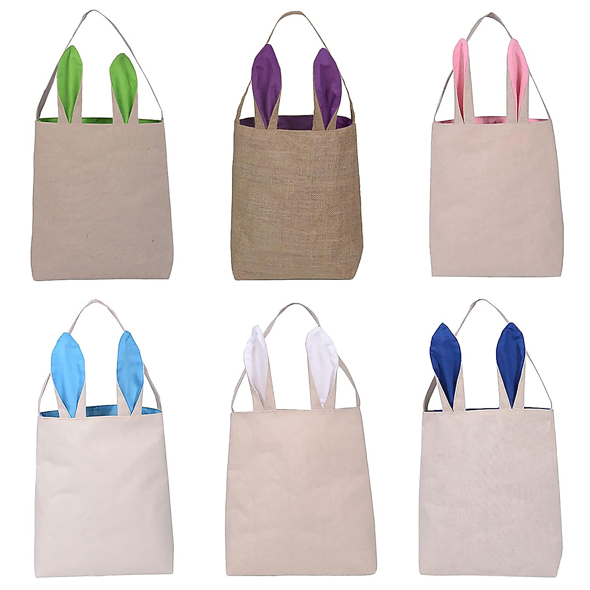 TopTie 6 PCS Bunny Easter Basket, Easter Bunny Bags, Easter Decoration Rabbit Bucket for Eggs Hunts and Candy