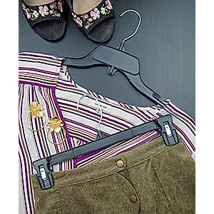 Hangon Combo Set Recycled Plastic Shirt & Pants Hangers, 17 Inch & 12 Inch, Black, 10 Pack