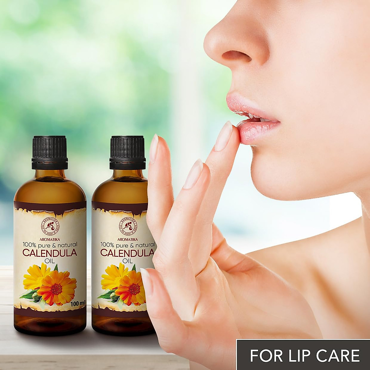 AROMATIKA Calendula Oil set 2 x 3.4 Fl Oz - 6.8 Fl Oz - Calendula Officinalis - Infused - Almond Oil Base - 100% Pure & Natural - Marigold Oil - for Skin, Nails, Hair, Face, Body