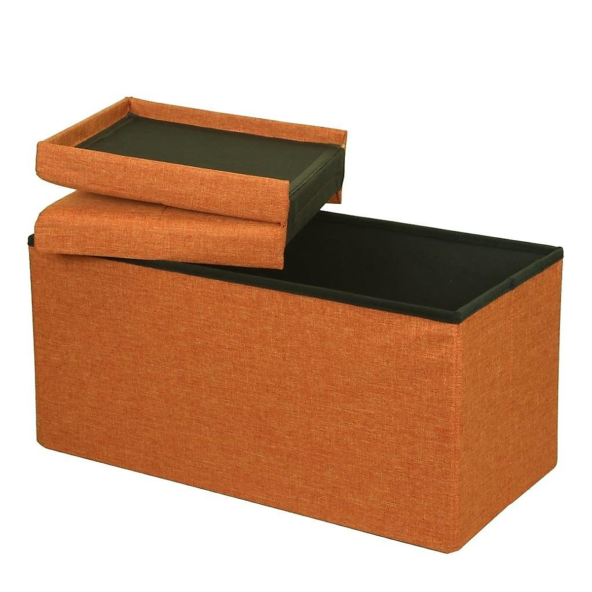 Otto & Ben Mellow 30" Storage Ottoman - SMART LIFT Top, Upholstered Tufted Ottomans Bench Foot Rest for Bedroom, Amber Orange