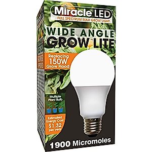 MiracleLED 604594 Multi-Plant Full Spectrum Grow Light Bulb, Single Pack, White 150W
