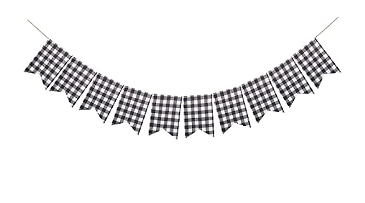 FAKTEEN Buffalo Check Banner for Christmas & Parties - Rustic Decor