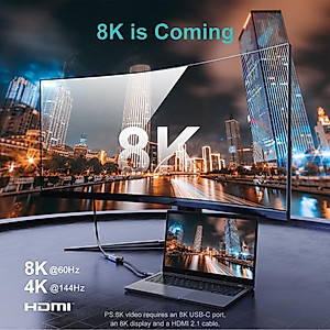 Felipmichael USB C to HDMI Adapter,8K@60hz,4K@144hz,2K@240Hz and HDR Support Thunderbolt 3/4 Compatible with MacBook Pro/Air, iPad Pro, iMac, Dell XPS, Surface Pro, Galaxy S8 to S23 and More