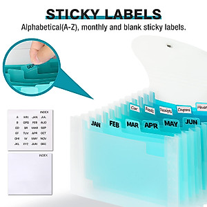 H4D Receipt Coupon Holder Organizer for Purse, Small Expanding File Folder Mini Accordion Folder, 13 Pockets Expandable Wallet for Coupon Receipt Bill Ticket Card Storage, 7x4.5 Inches (Teal)