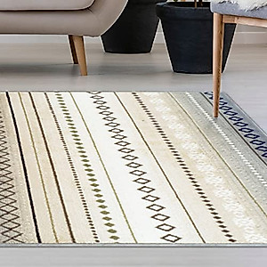SUPERIOR Area Rugs for Bedroom, Farmhouse, Kitchen, Entryway, Laundry Room | Living Room Decor | Delgado Collection, 4' x 6', Beige