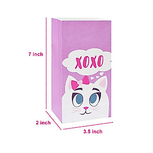 JOYIN 48 Pieces Valentines Day Gift Bags Craft Paper Treat Bags Valentine Goodie Bags with Different Characters for Kids Party Favor Supplies