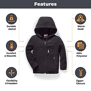 Snonook - Toddler Fleece Jacket – Toddler Spring Jacket - Girls Fleece Jacket - Boys Fleece Jacket - Kids Fleece Jacket, Black, 3T
