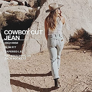 Wrangler womens Cowboy Cut Natural Rise Slim Fit Tapered Leg Jeans, Bleach, 9-34 US