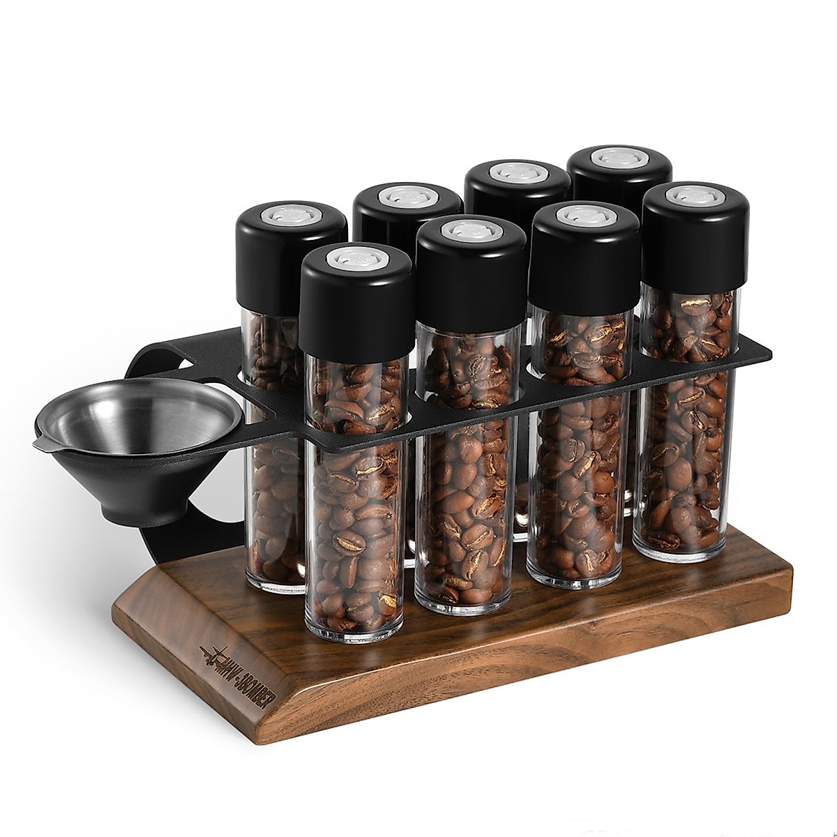 MHW-3BOMBER Coffee Bean Cellars Tubes Single Dose Coffee Bean Storage with Hopper 8 Tubes with Exhaust Valve C5152