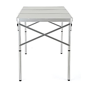 ARROWHEAD OUTDOOR 4’ ft Heavy-Duty Portable Aluminum Frame Folding Table w/Leveling Feet, Solid Tabletop Surface, 2 Adjustable Heights, Carrying Case Included, Lightweight, USA-Based Support