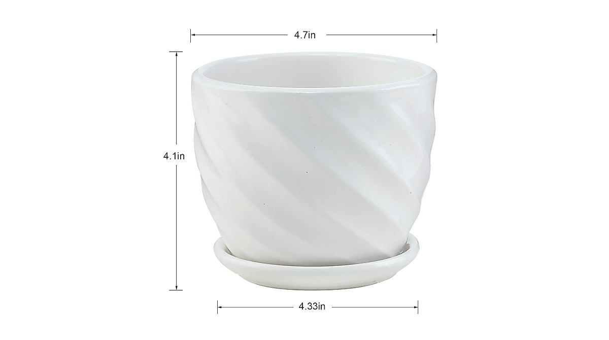 sietpoek Plant Pots - 4.7 Inch Cylinder Ceramic Planters with Connected ...