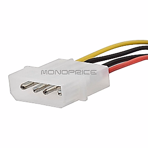 Monoprice Data Cable - 0.67 Feet - 4-pin MOLEX Male to 2X 15-pin SATA II Female with 90 Degree Power Cable