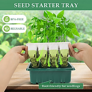 Seed Starter Tray, 24 Cells Indoor Seed Starter Kit, Flexible Silicone Designed Seedling Starter Trays, Germination Tray with Humidity Dome & Lids(4in Height), Reusable & Dishwasher Safe, BPA-Free