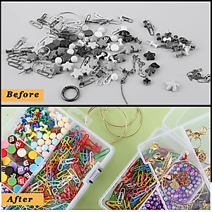 LDXURU 6 Pack 8 Grids Plastic Organizer Box, Clear Organizer Box Adjustable Dividers, Plastic Compartment Container Storage with Removable Dividers for Craft, Beads, Jewelry, Small Part