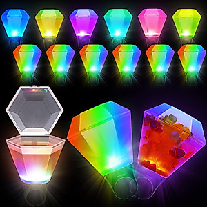 Suclain 12 Pcs Wedding Ring Shot Glass LED Light Up Plastic Flash Ring Shot Glasses Bachelorette Shot Glasses Wedding Party Bride Supplies Bridal Shower Party Favors