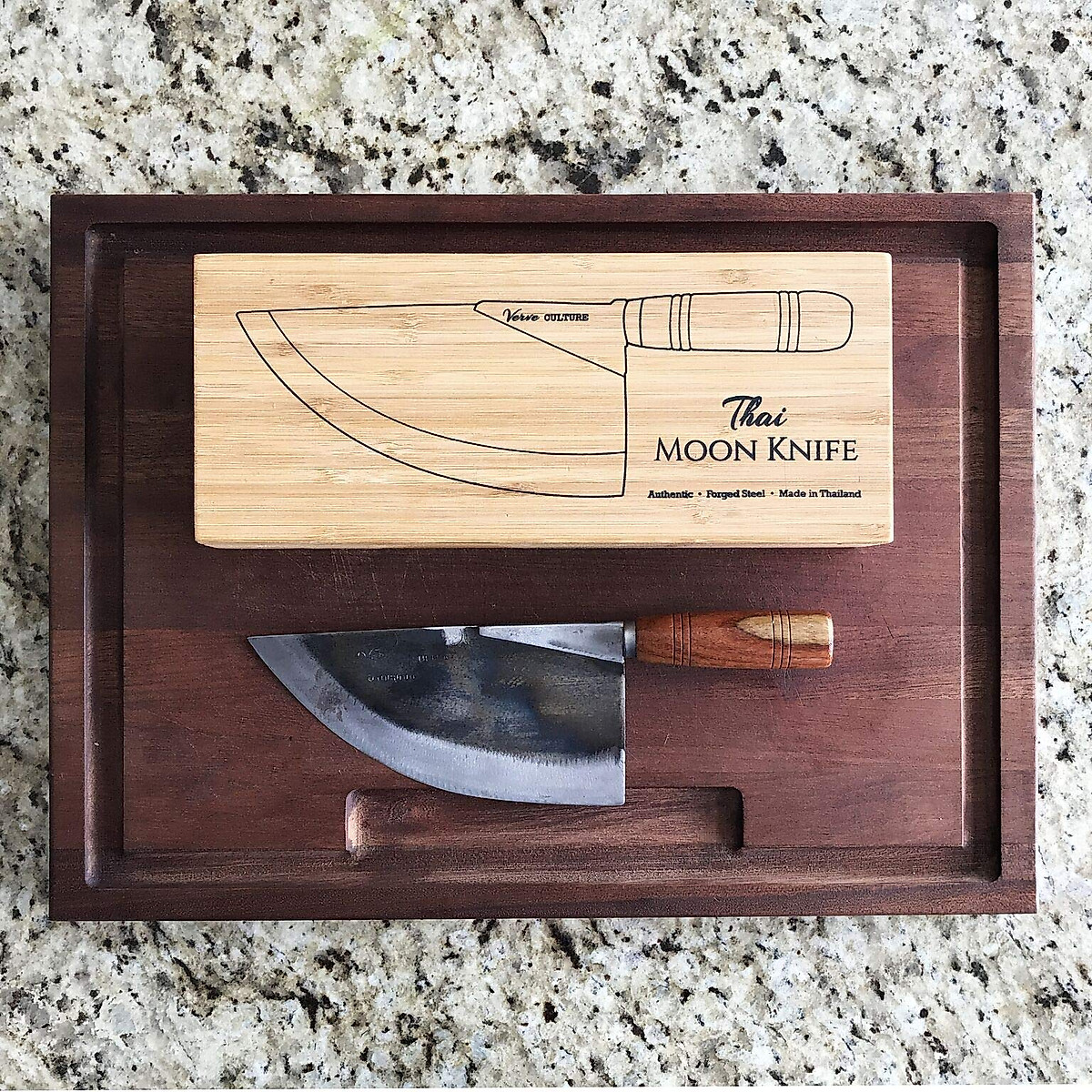 Verve Culture Artisan Forged Steel Thai Moon Knife - Authentic Traditional Carbon Steel Knife Hand Crafted in Thailand