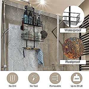 melos Over The Door Shower Caddy, 3 Tier Shower Hanging Organizer Shelf Rustproof, Shampoo Holder With Soap Holder, Shower Basket With Hooks, For Dorm, Bath, No Drilling, Black