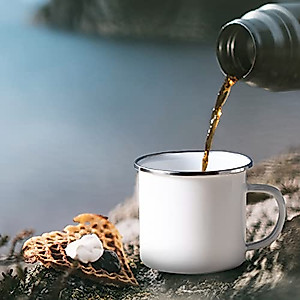 Cutiset 12 Ounce Handmade Enamel Mug,Plain White Mugs,Enamel Camping Mug Set,DIY Cups for Tea, Coffee and Hot Chocolate, Set of 6