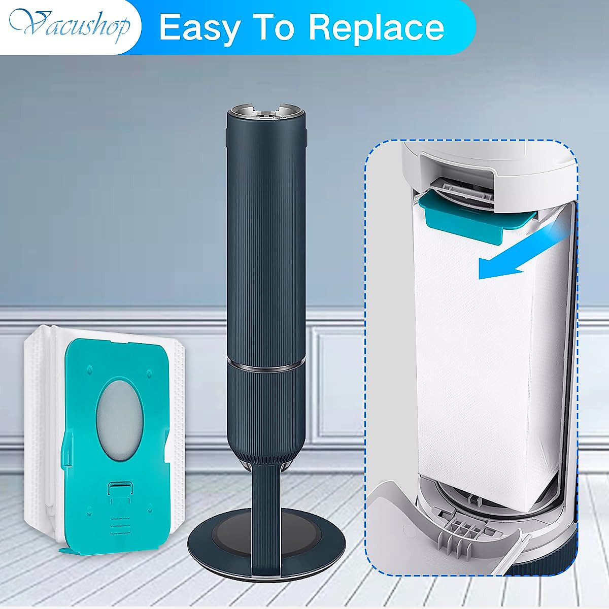 VACUSHOP Dust Bags Replacement for Samsung VCA-ADB95 BESPOKE Jet Cordless Stick Vacuum Accessories Parts 8pcs